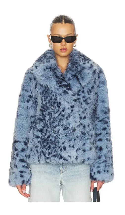 LAMARQUE Ravenna Faux Fur Coat - Blue Leopard