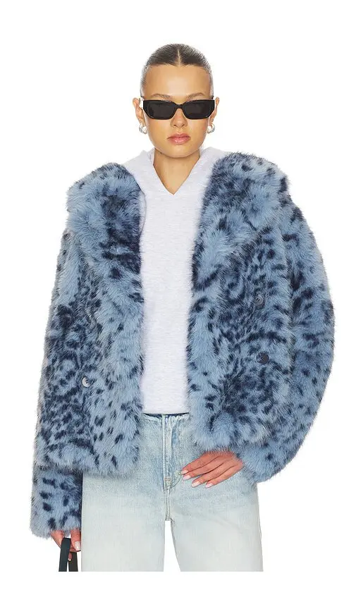 LAMARQUE Ravenna Faux Fur Coat - Blue Leopard