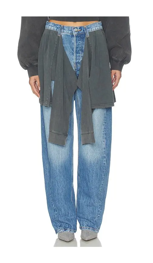 Alexander Wang Slouchy Jean With Tied T-shirt - Vintage Marbled Blue