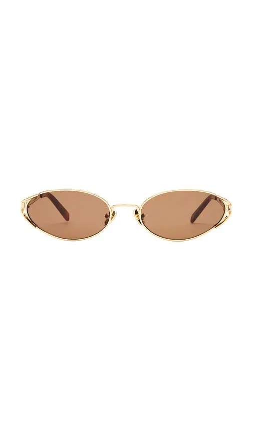 LUV LOU The Paloma Sunglasses In Metallic Gold - Gold & Brown Mono
