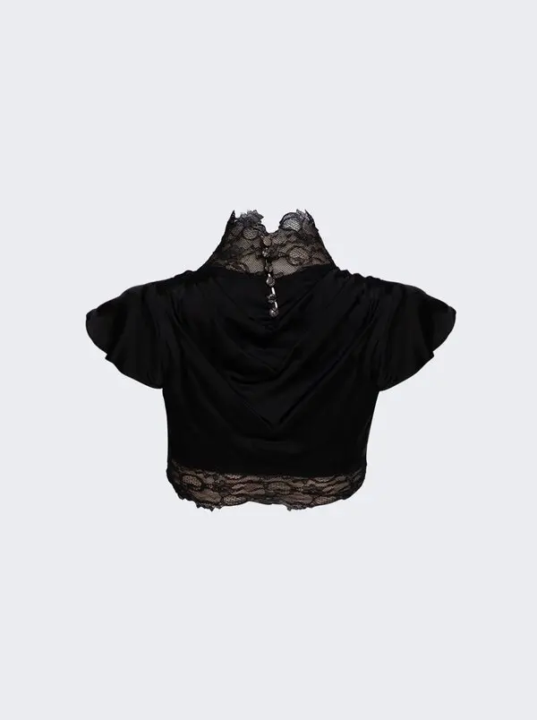 DI PETSA Midnight Lace Crop Top