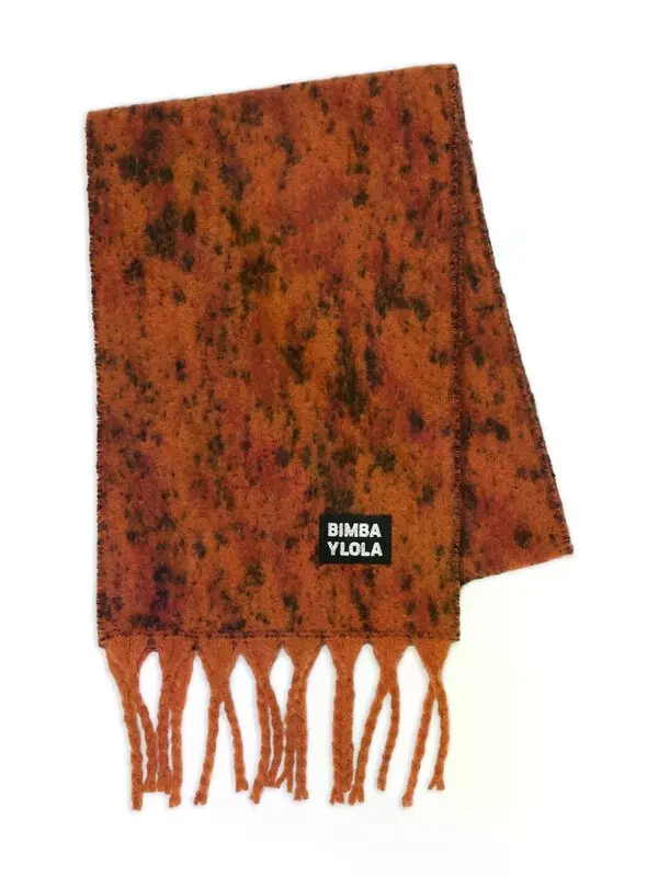 Bimba Y Lola Fringed Patterned Scarf - Orange