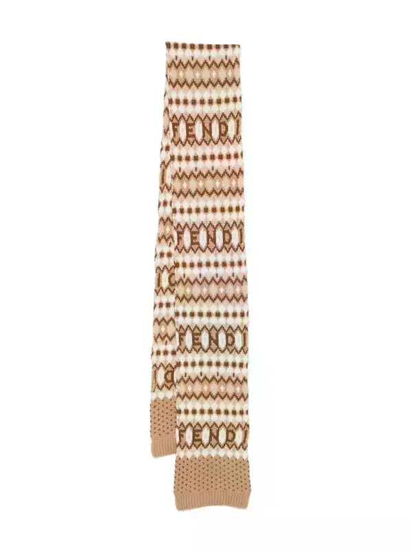 Fendi Geometric-pattern Scarf - Brown