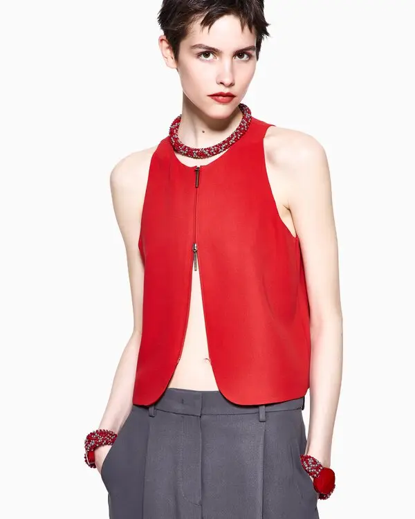 Giorgio Armani Washed Silk Crêpe Waistcoat - Red