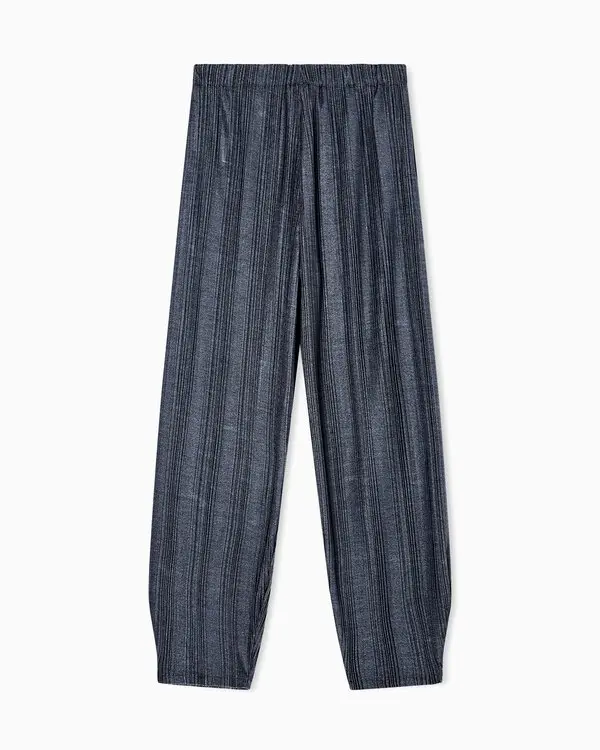 Giorgio Armani Two-Tone Pleated Jersey Wide Trousers In Grey
