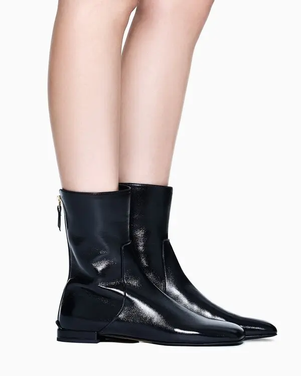 Giorgio Armani Patent-leather Ankle Boots