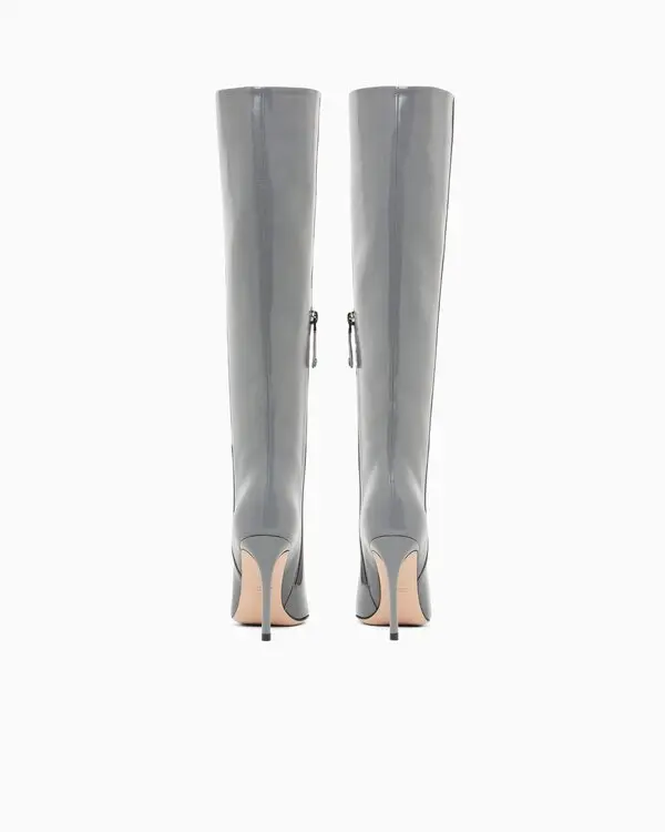 Giorgio Armani Patent Leather High-heeled Boots - Grey