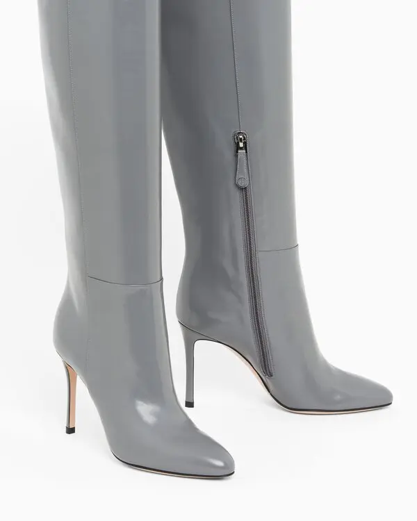 Giorgio Armani Patent Leather High-heeled Boots - Grey