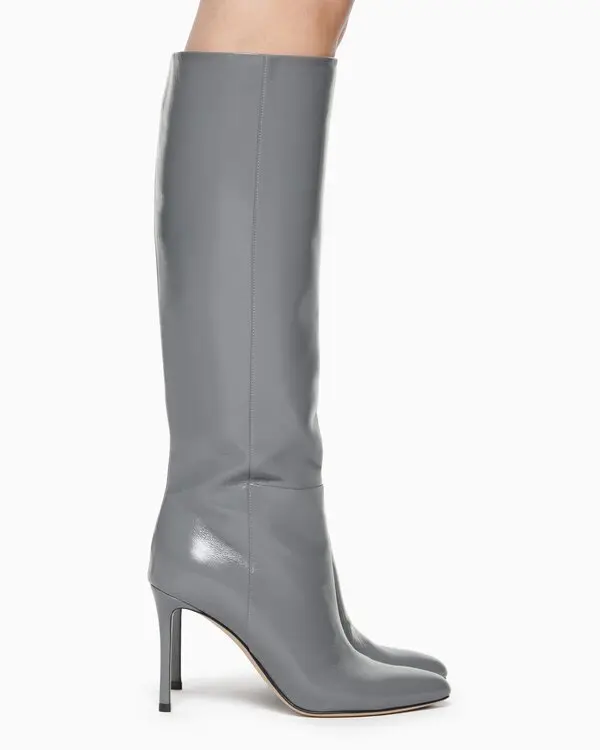 Giorgio Armani Patent Leather High-heeled Boots - Grey