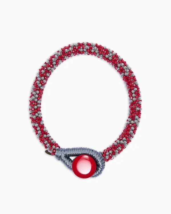Giorgio Armani Bohemian Glass Choker Necklace - Red