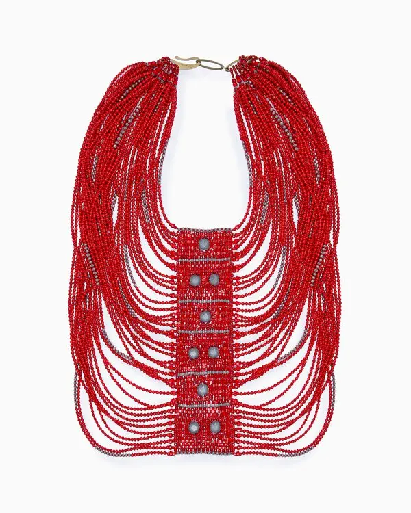 Giorgio Armani Bohemian Glass Multistrand Necklace - Red