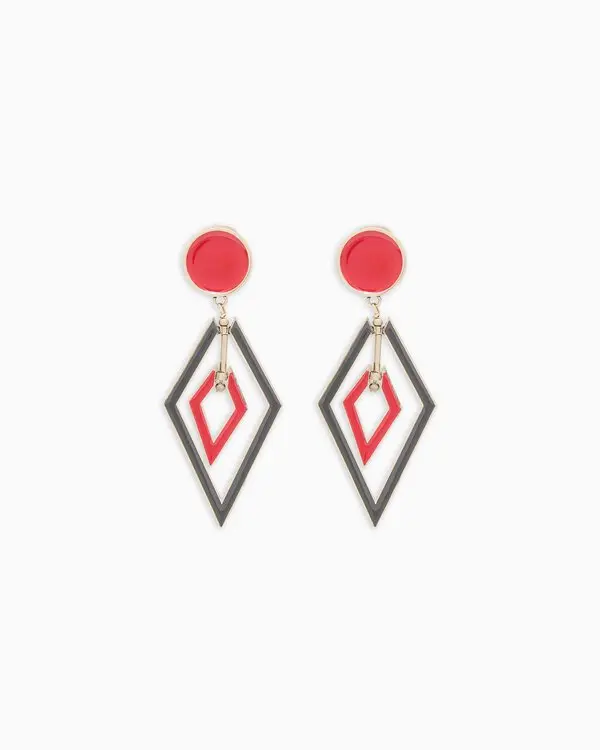 Giorgio Armani Clip-on Enamelled Metal Pendant Earrings - Red