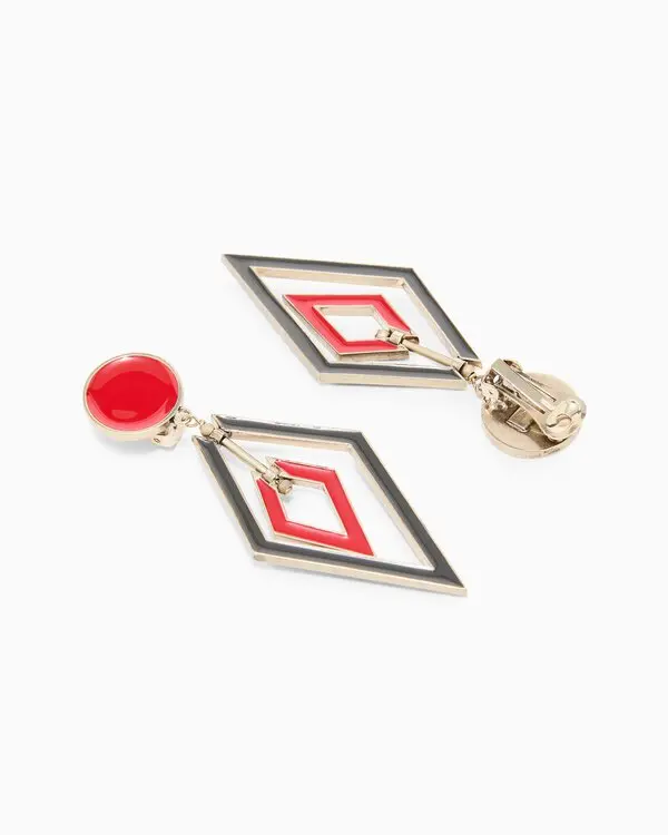 Giorgio Armani Clip-on Enamelled Metal Pendant Earrings