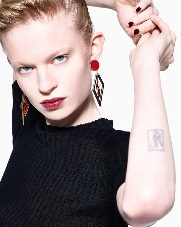 Giorgio Armani Clip-on Enamelled Metal Pendant Earrings