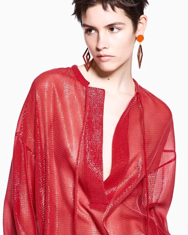 Giorgio Armani Oversized Silk Blend Shirt - Red