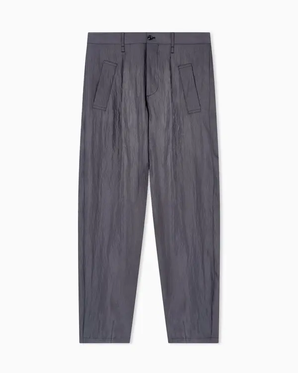 Giorgio Armani Single-pleat Technical Twill Trousers