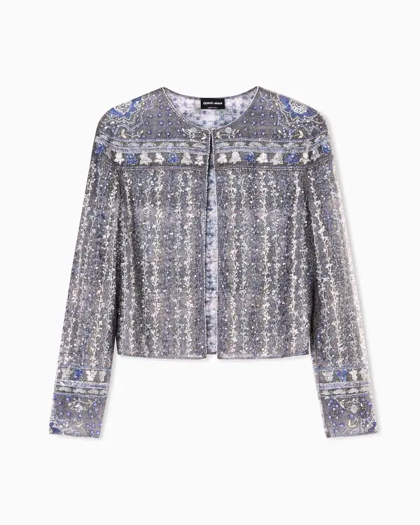 Giorgio Armani Embroidered Tulle Shirt Jacket - Patterned