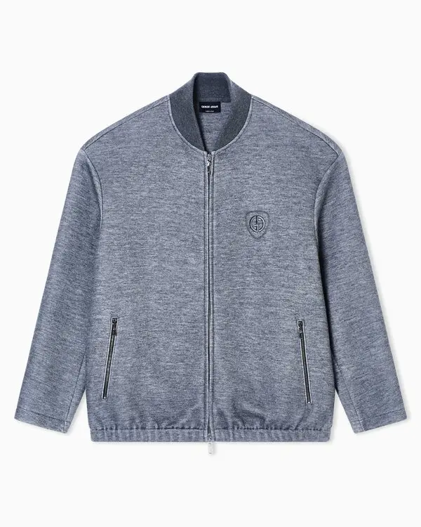 Giorgio Armani Blouson In Modal And Cashmere Jersey Fleece