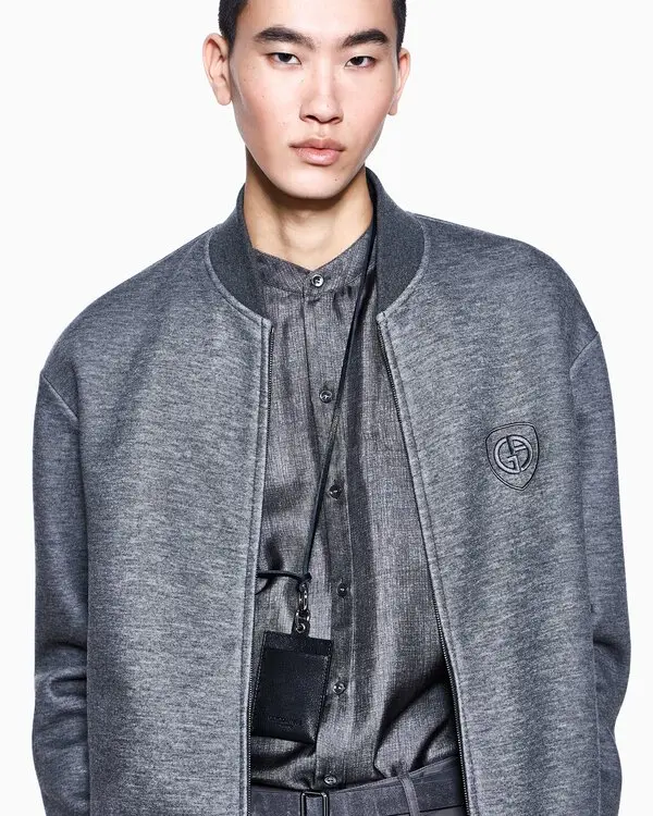 Giorgio Armani Blouson In Modal And Cashmere Jersey Fleece