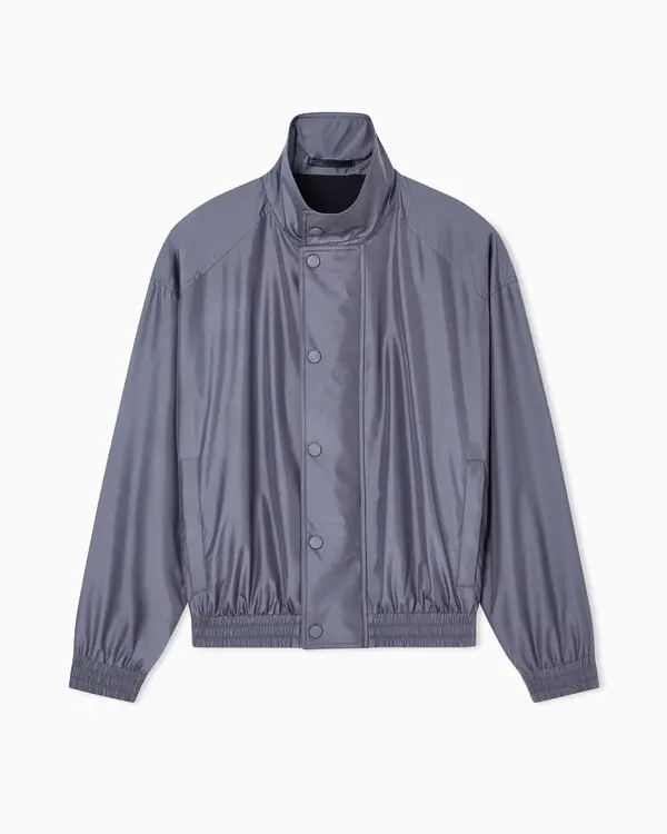 Giorgio Armani Pure Silk Technical Canvas Blouson - Grey