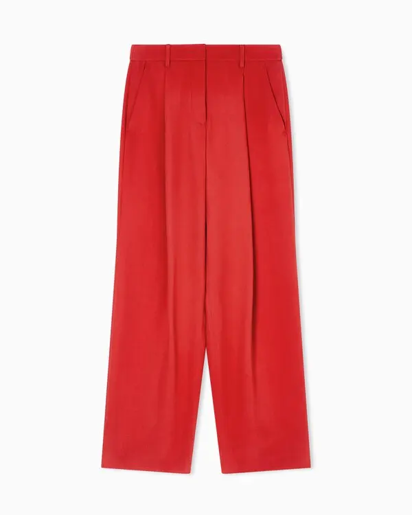 Giorgio Armani Single-pleat Washed Silk Crêpe Trousers - Red