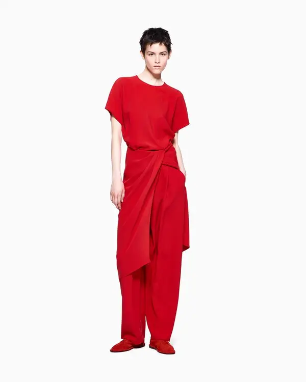Giorgio Armani Single-pleat Washed Silk Crêpe Trousers - Red