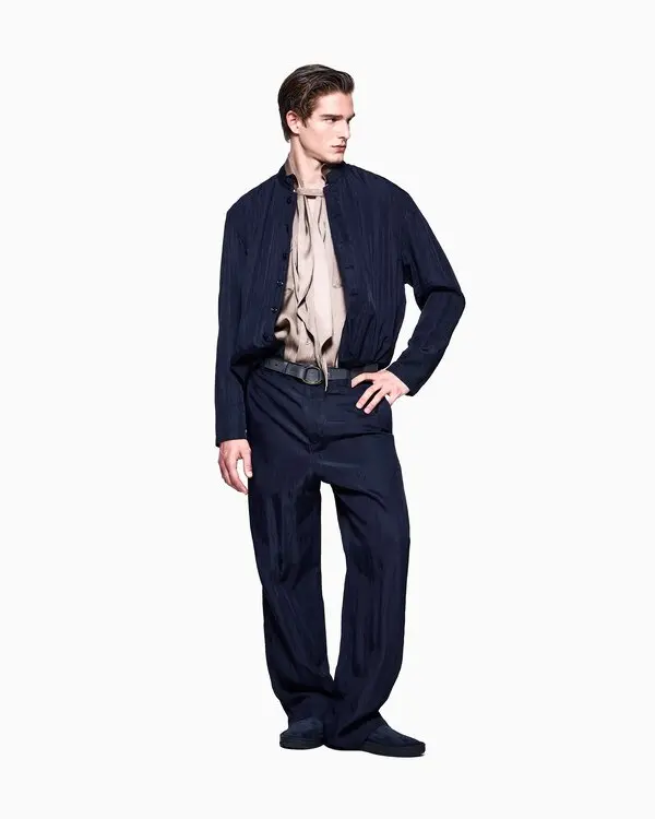 Giorgio Armani Viscose Technical Twill Flat-front Trousers