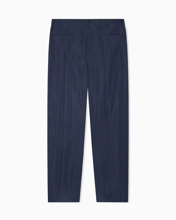 Giorgio Armani Viscose Technical Twill Flat-front Trousers