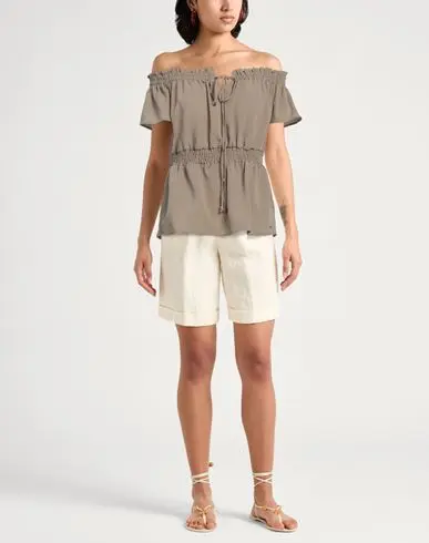 Guess Off-the-shoulder Gathered Top - Beige