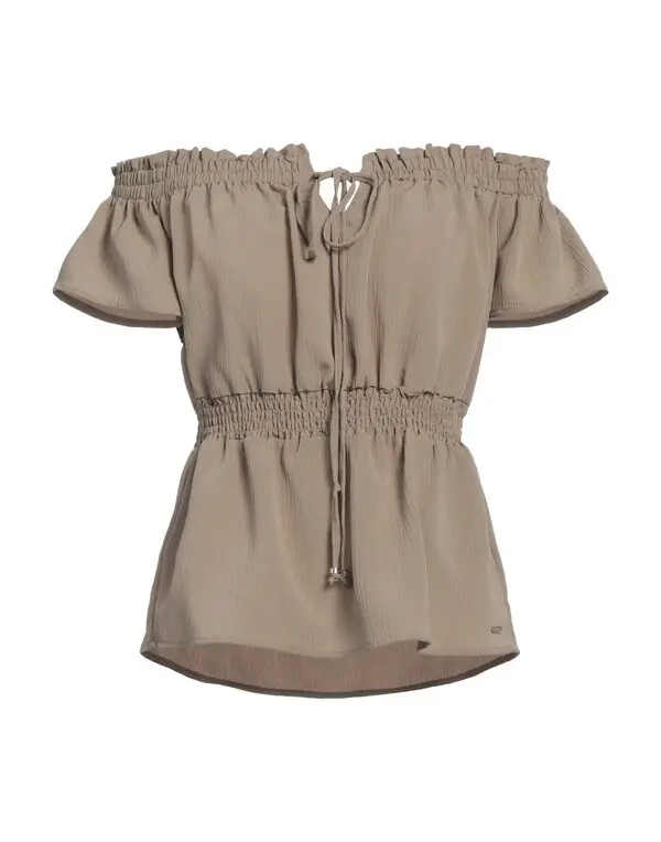 Guess Off-the-shoulder Gathered Top - Beige