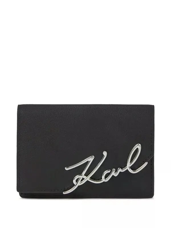 Karl Lagerfeld Signature-logo Leather Wallet - Black