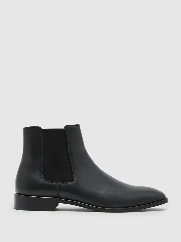 REISS Elba Leather Chelsea Boots - Black