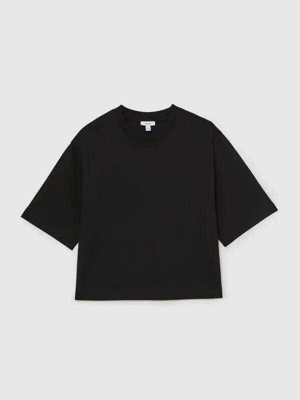 REISS Lara Cotton Ribbed-neck T-shirt - Black