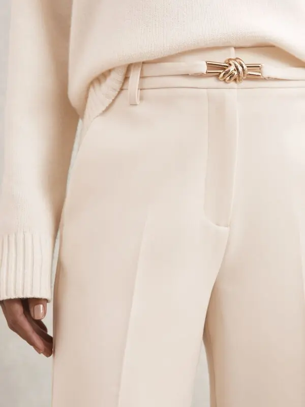 REISS Leona Petite Flared Belted Trousers With Knot-hardware