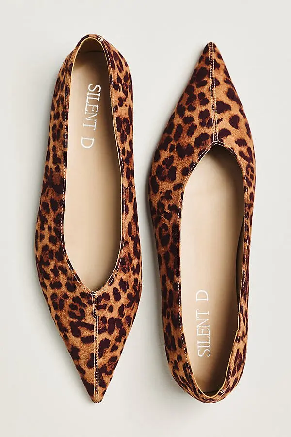 SILENT D Pointed-toe Flats - Cheetah Suede