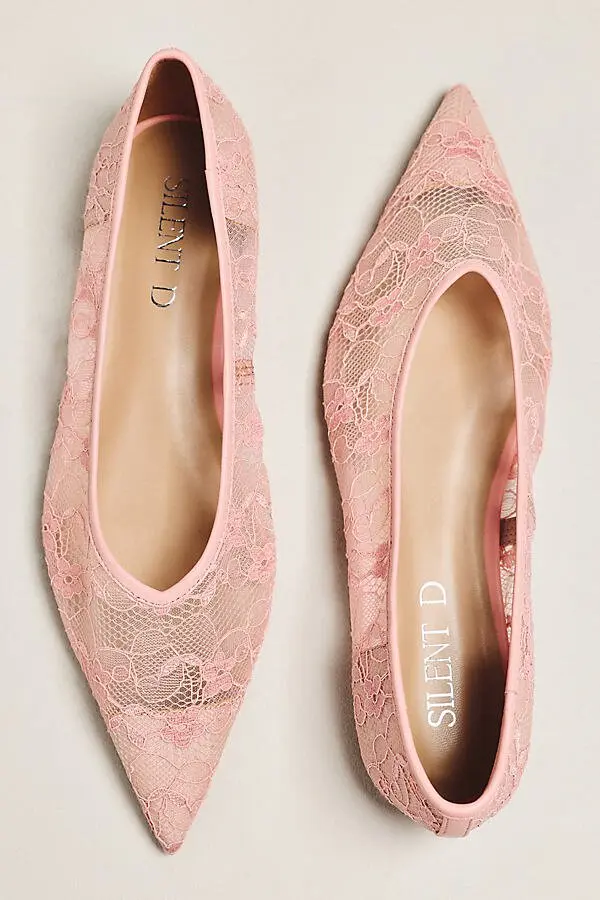 SILENT D Pointed-toe Flats - Pink