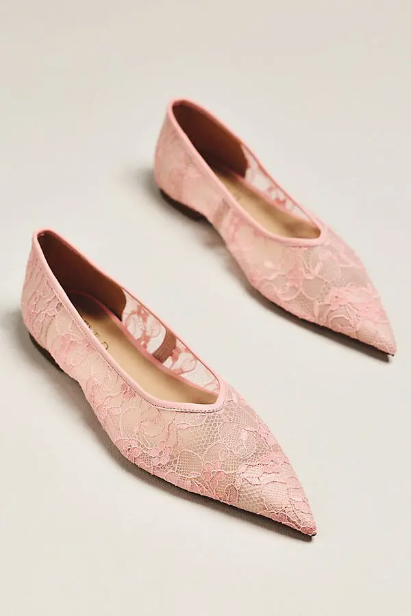 SILENT D Pointed-toe Flats - Pink