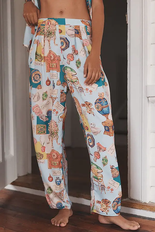 LYREBIRD Printed Silky Barrel Pajama Pants