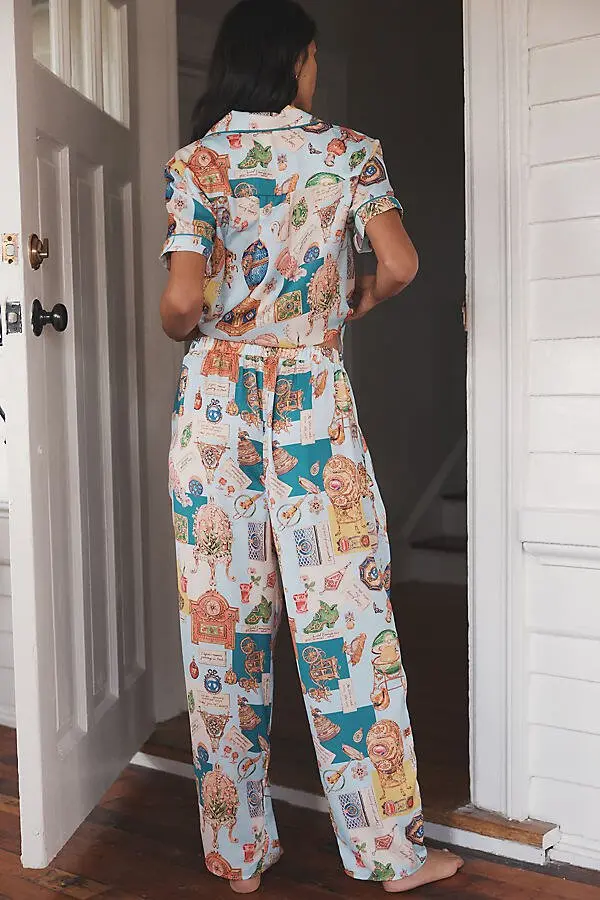 LYREBIRD Printed Silky Barrel Pajama Pants