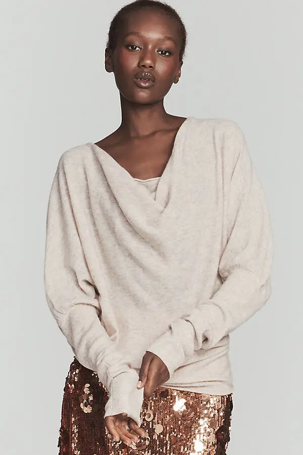 Maeve Cashmere Blend Cowl-neck Pullover Sweater - Sand