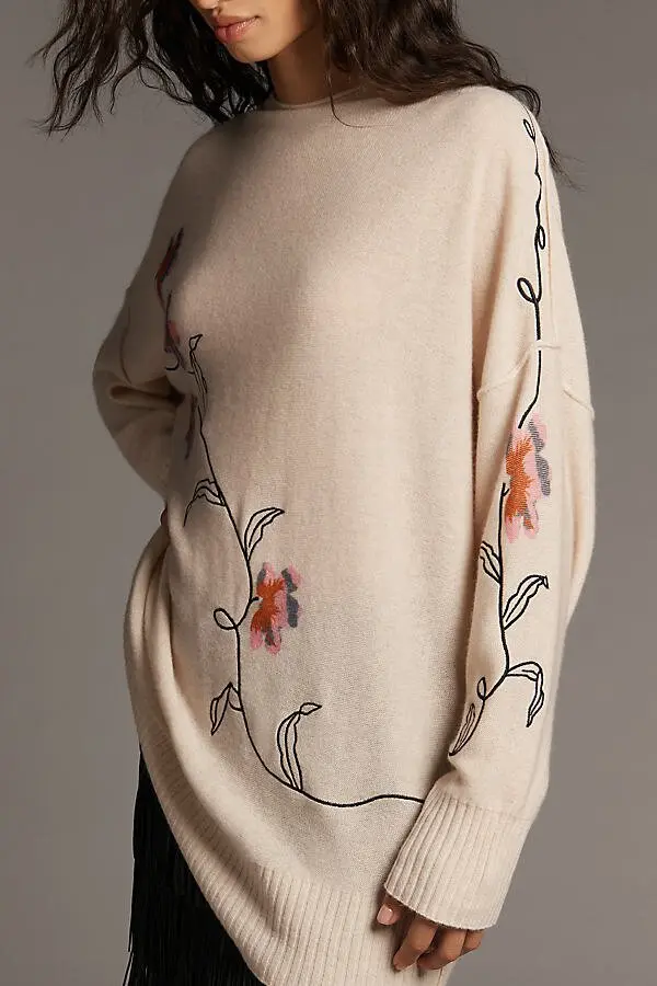 Anthropologie Mock-neck Cashmere Pullover Sweater - Sand