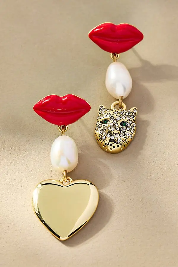 Clare V. Le Charm Heart & Whiskers Earrings - Multi