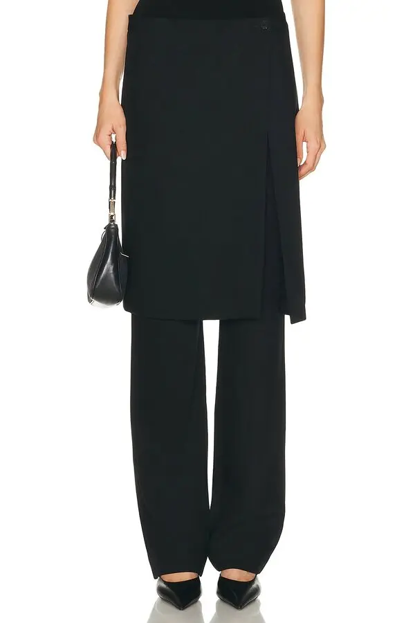 ST. AGNI Wool Hybrid Skirt Pant - Black