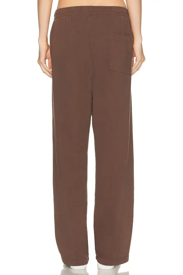SPORTY & RICH Ny Crest Embroidered Wide Sweatpant - Chocolate