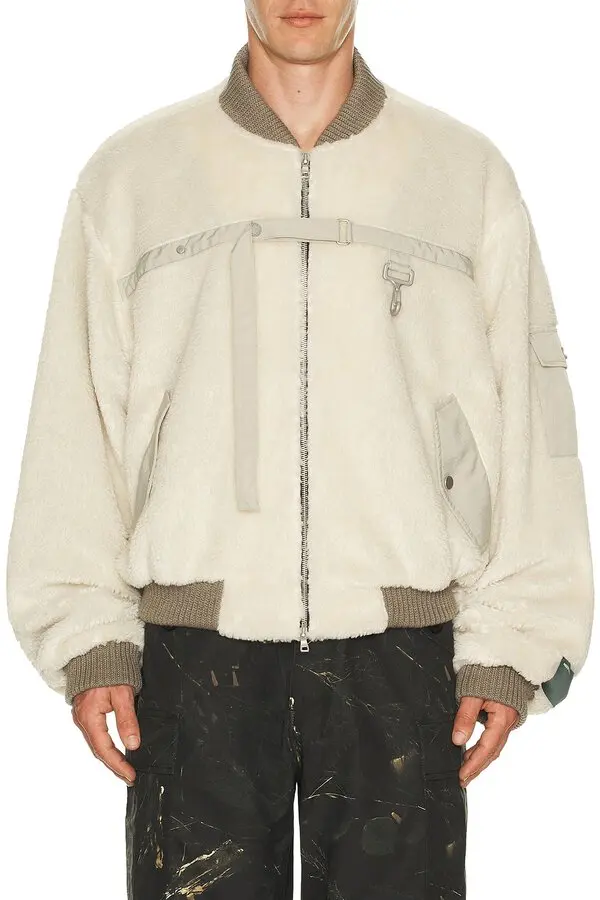 Reese Cooper Sherpa Fleece Bomber Jacket - Cream