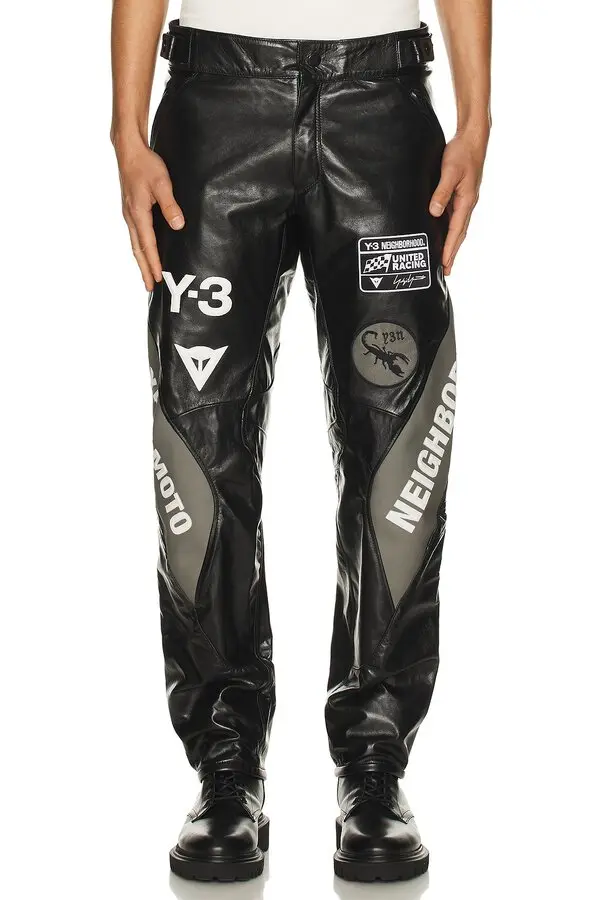Y3 Yohji Yamamoto X Nbhd Moto Leather Pants - Black