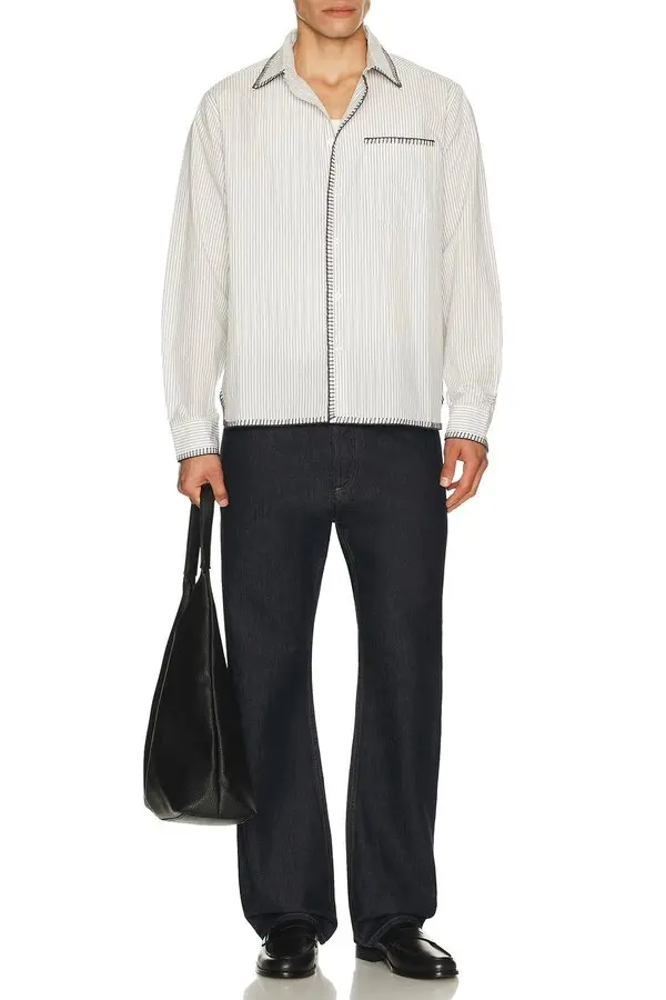 PERCIVAL Index Stripe Pearce Shirt In Grey