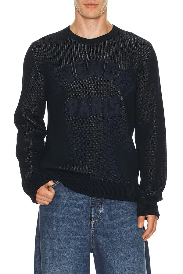 Givenchy Crewneck Sweater With Ottoman Detail - Dark Navy