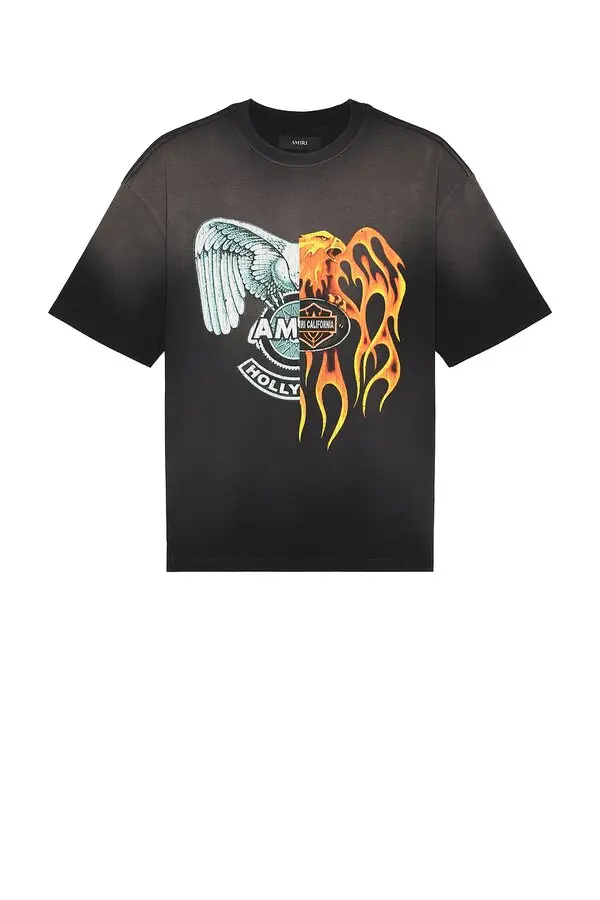 Amiri Spliced Logo Tee In Charcoal