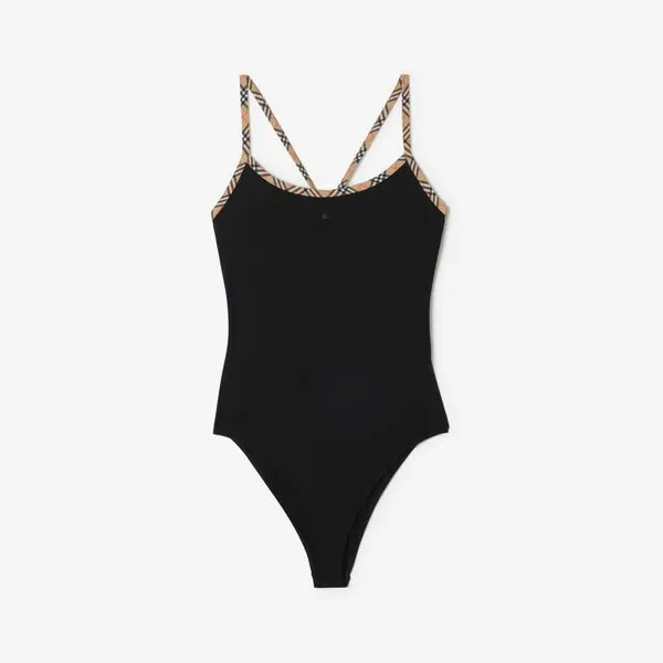 Burberry Check Trim One-piece Swimsuit - Black